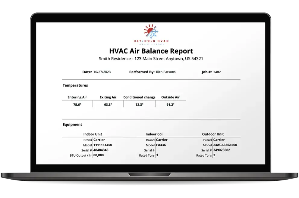 HVAC Air Balance report template - Housecall Pro