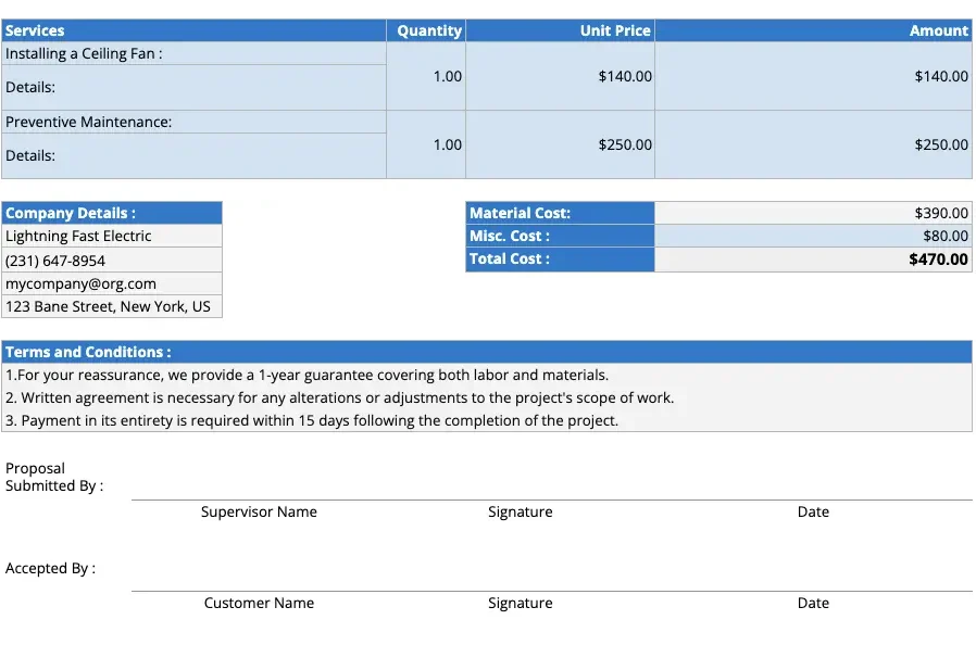 Electrical Proposal Template - Housecall Pro